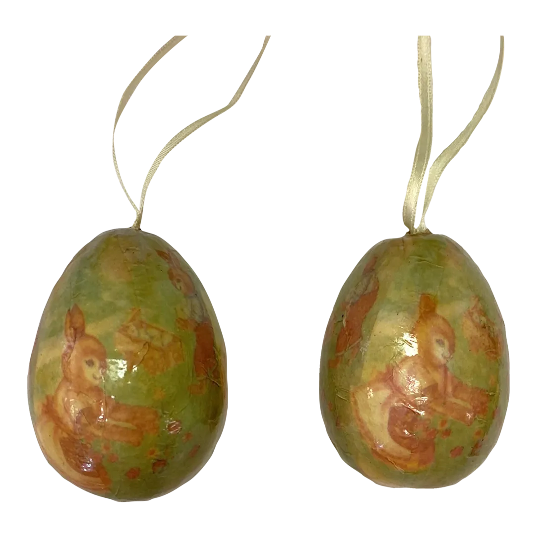 Vintage German Style Decoupaged Easter Eggs - a Pair | Chairish