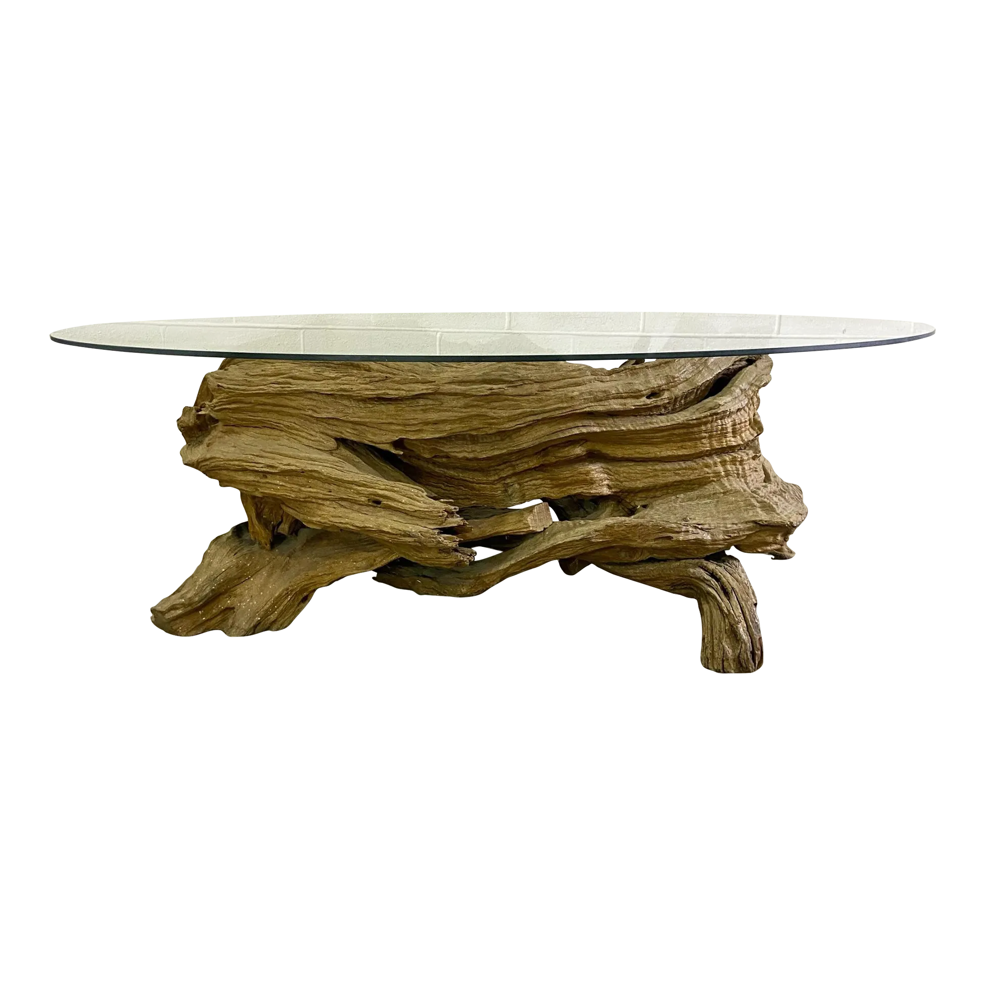 Organic MCM Style Driftwood and Glass Freeform Biomorphic Coffee Table ...