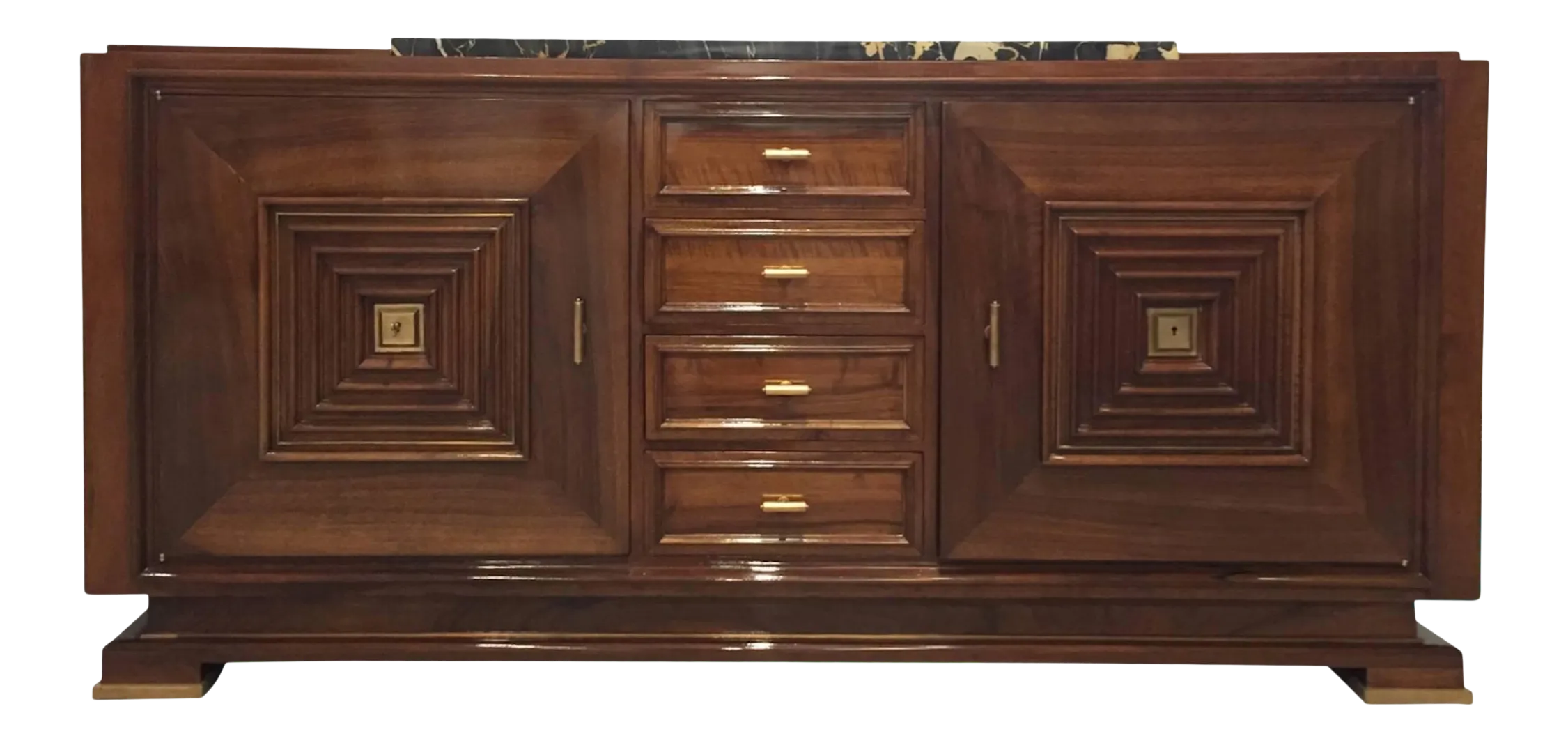 French Art Deco Buffet with Marble Top | Chairish