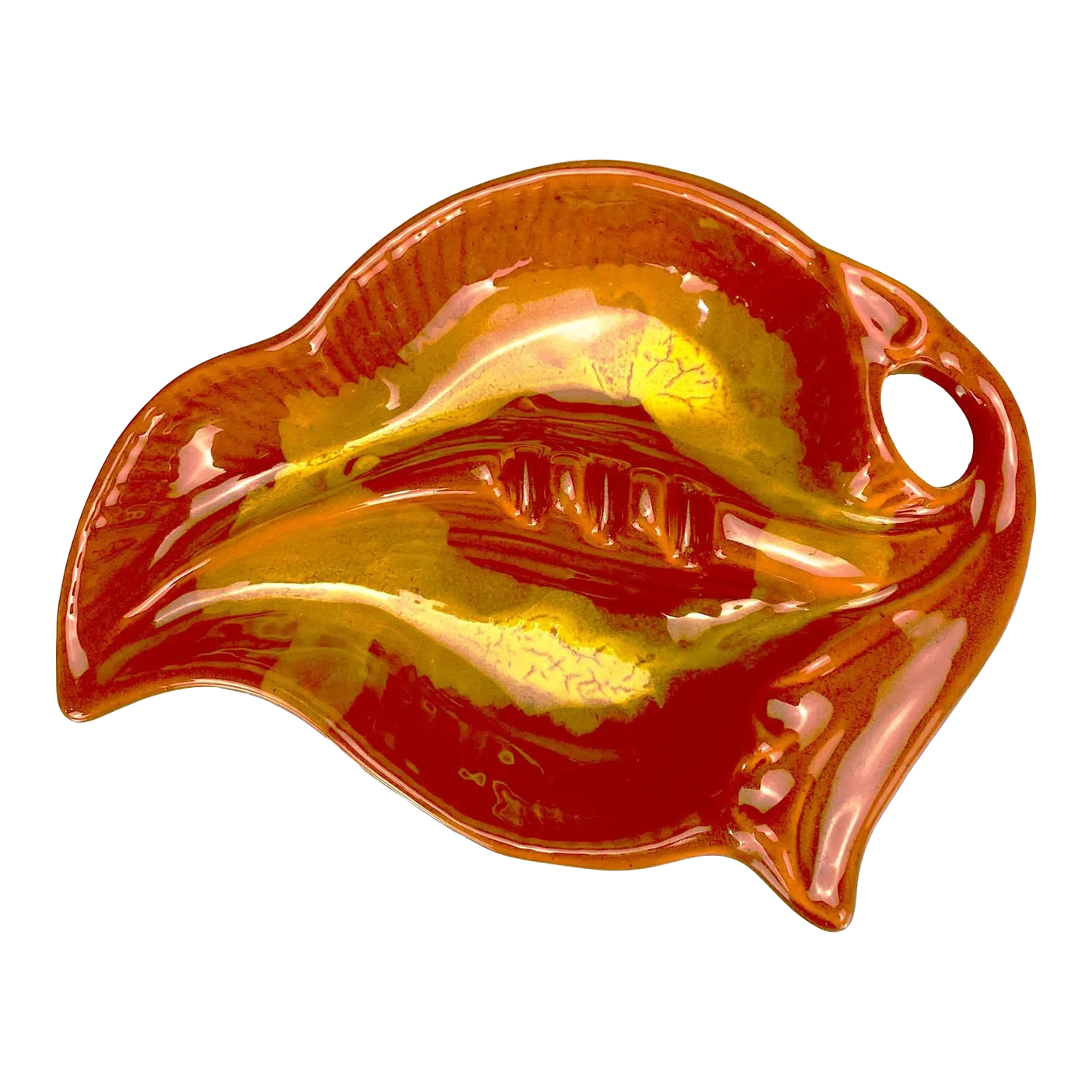 Mid-Century Abstract Orange Porcelain Sculpted Art Pottery Ashtray ...