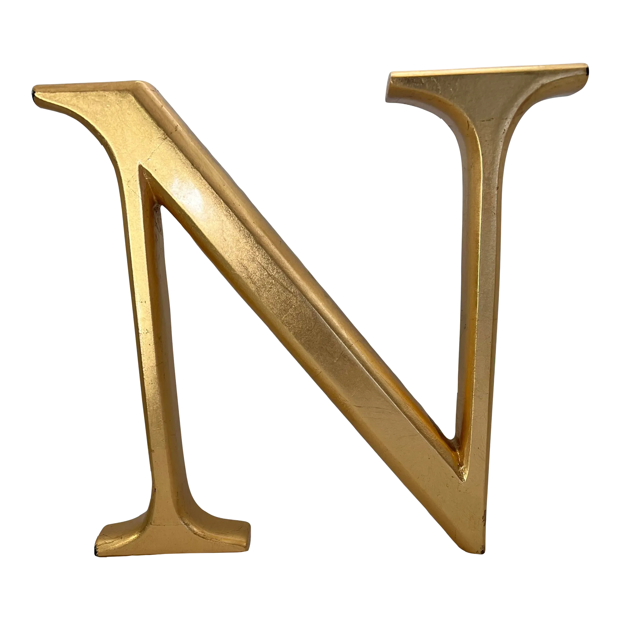 90s Gilt Gold Letter N Decor Single 3d Large Wall Decor Vintage | Chairish