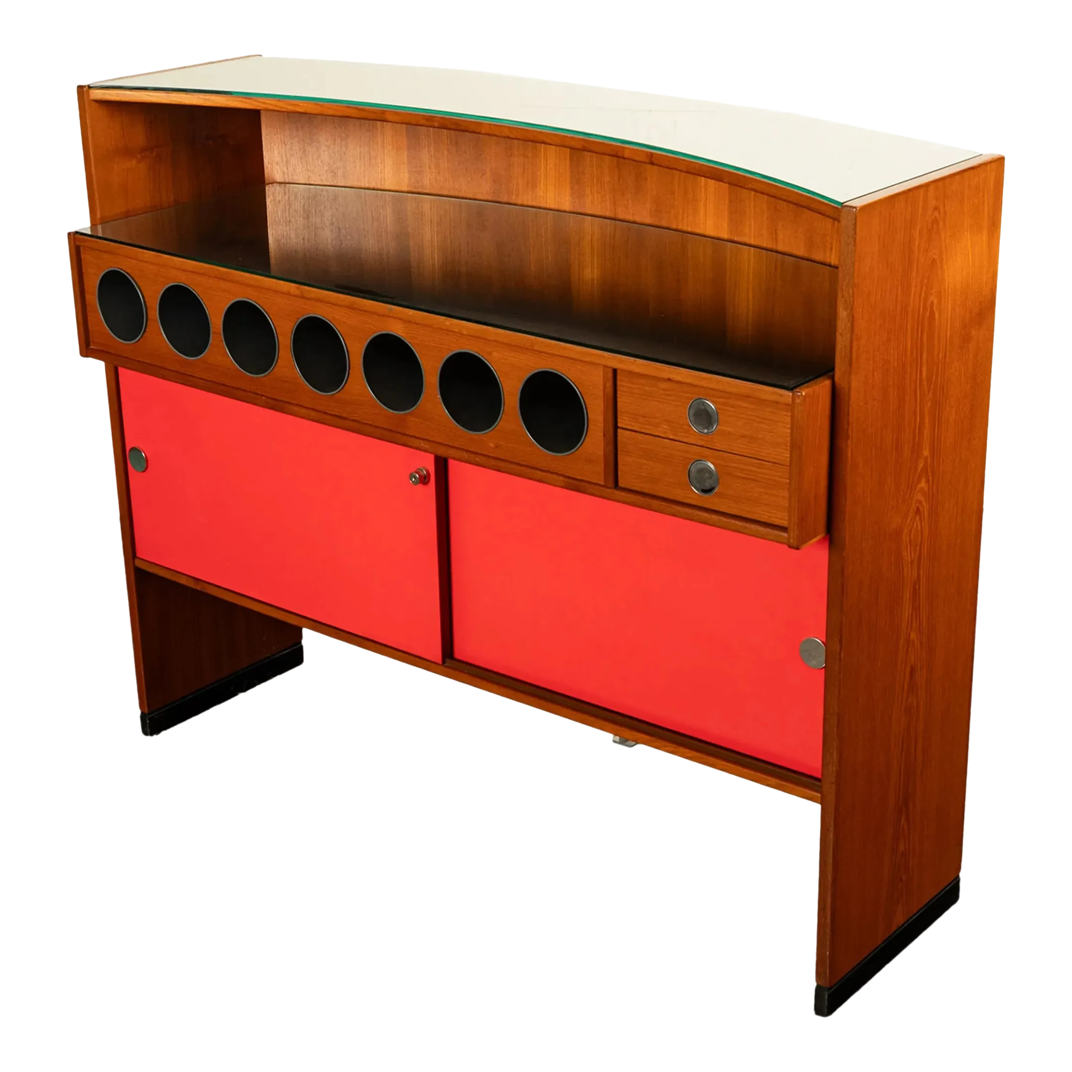 Mid Century Modern Danish Steel & Teak Boomerang Dry Bar Eric Buch ...