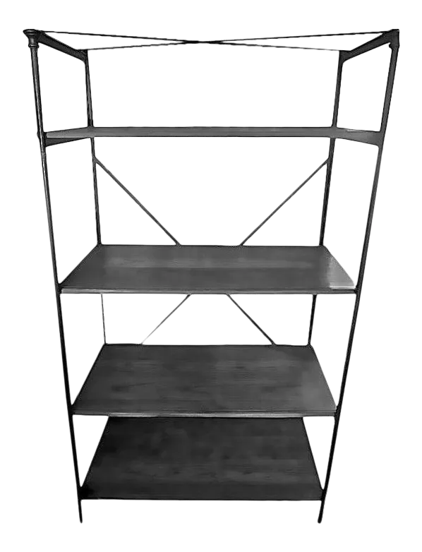 1940s French Iron Display Unit With Four Painted Wood Shelves | Chairish