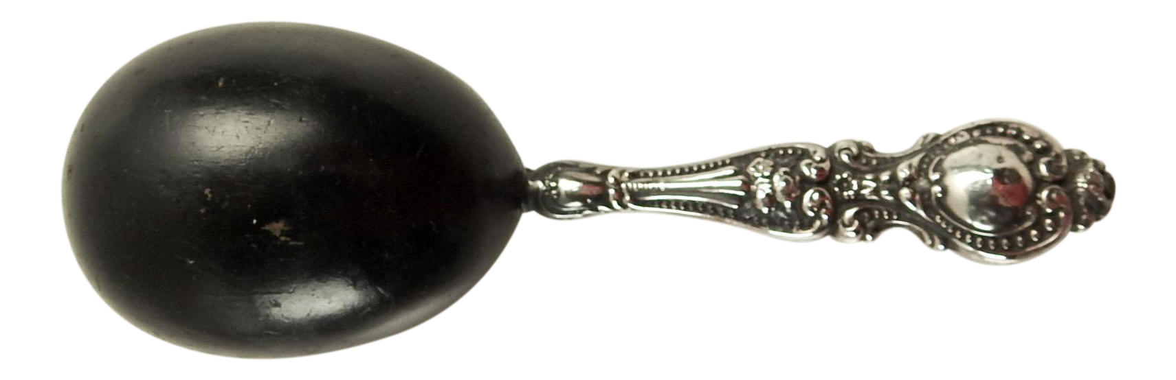 Antique ArtNouveau Sterling Silver & Ebony Darning Egg | Chairish