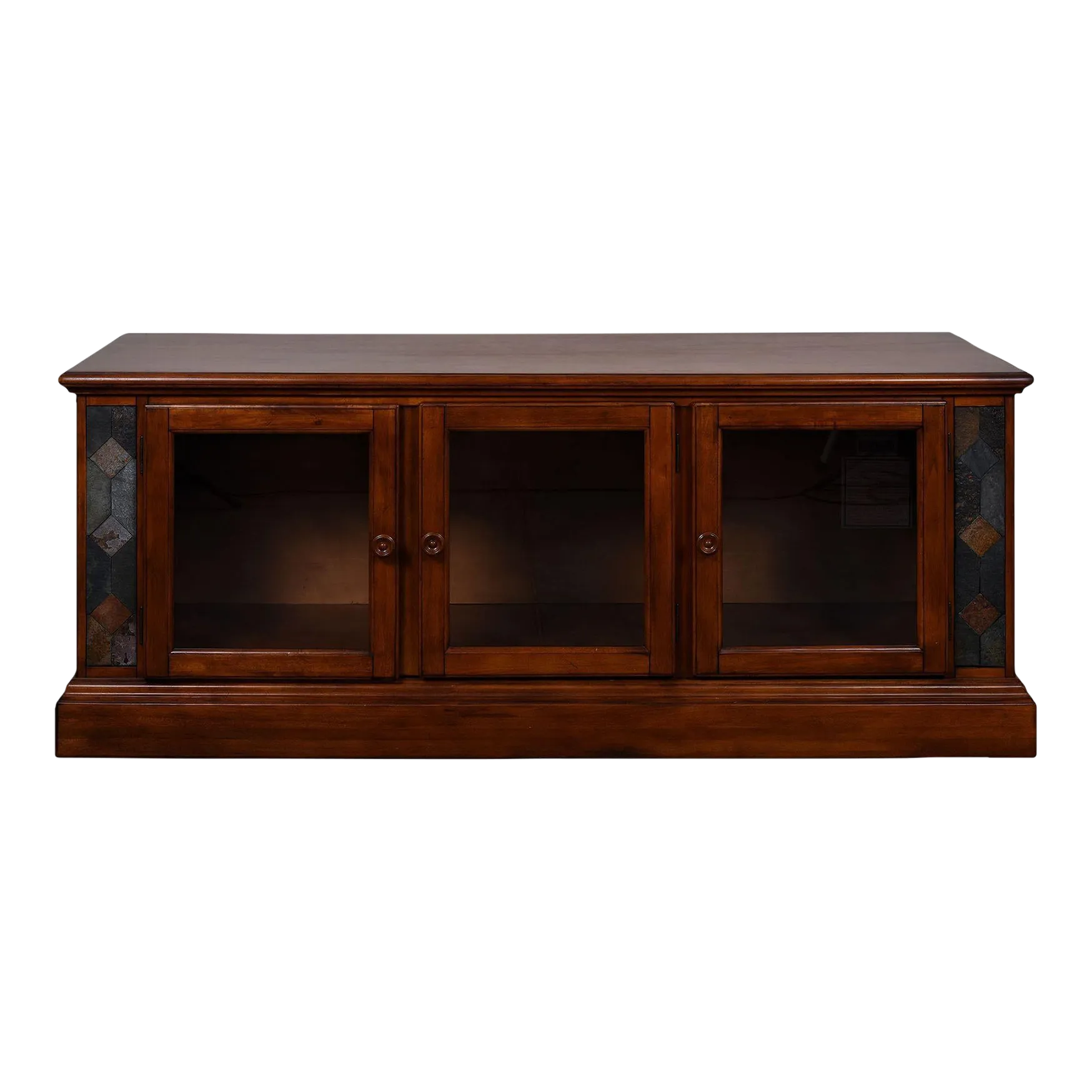 Low Profile Glass Front Display Cabinet | Chairish