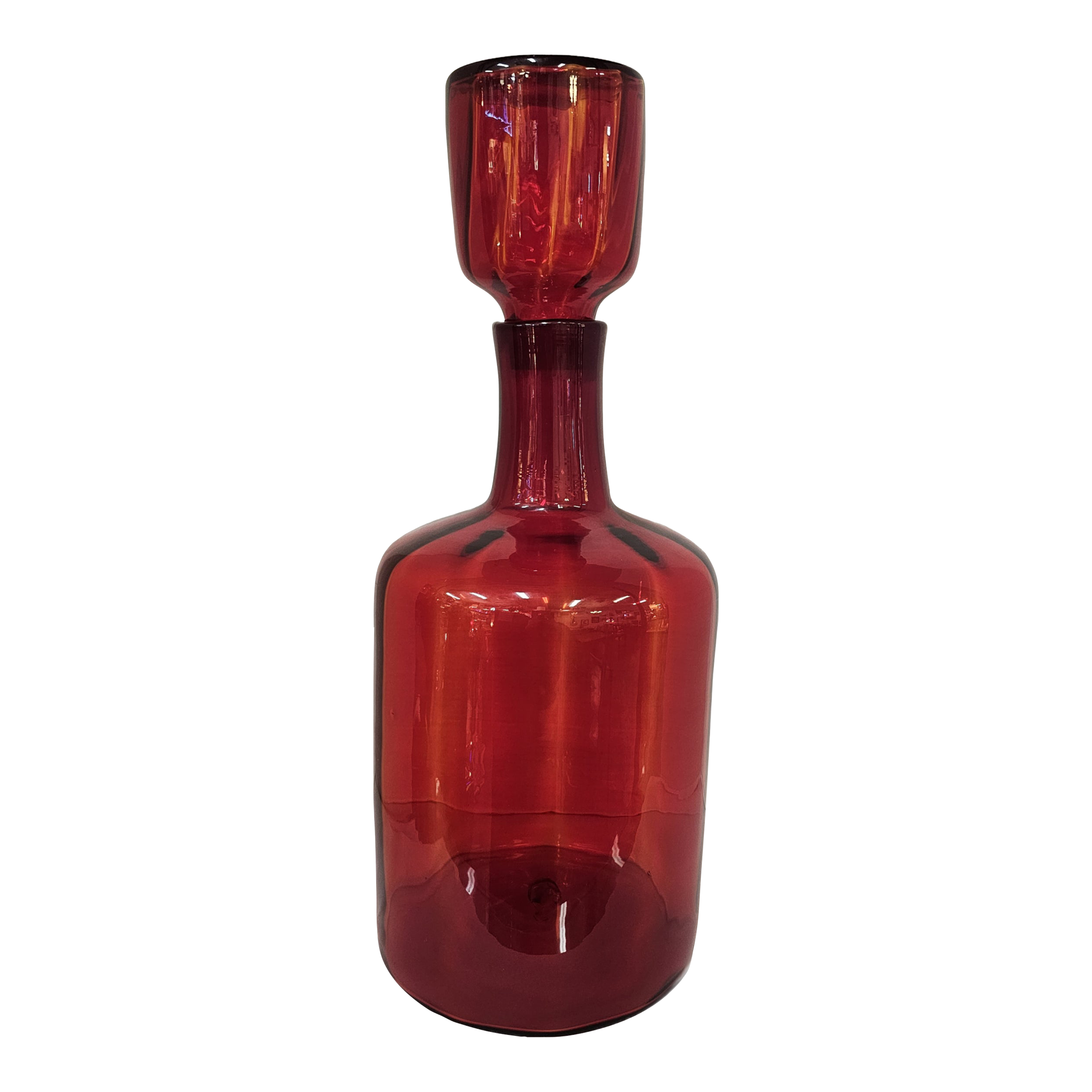Mid Century Modern Red Art Glass Large Decanter With Large Stopper by ...