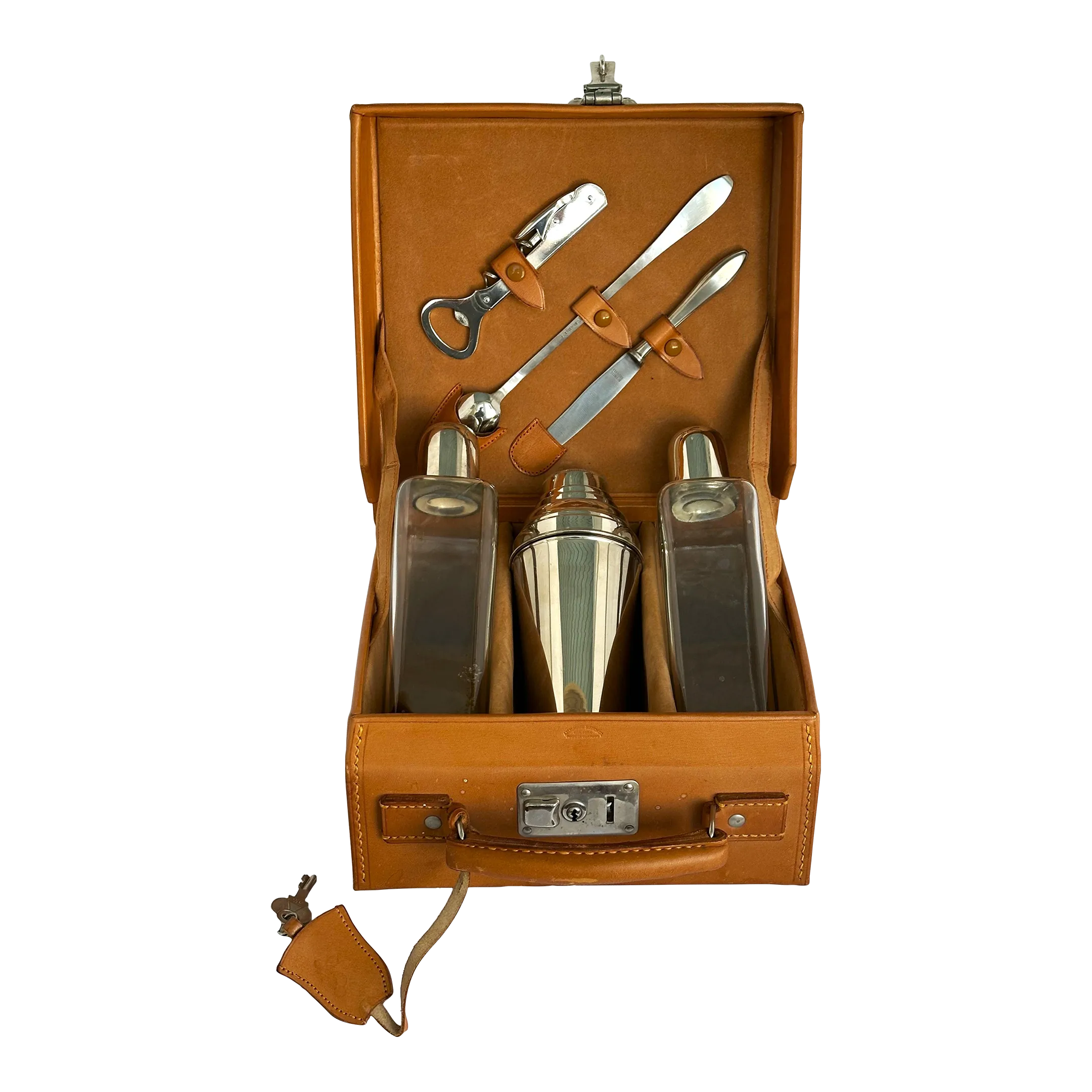Antique Travel Cocktail Bar Set by Abercrombie & Fitch, Leather Cased ...