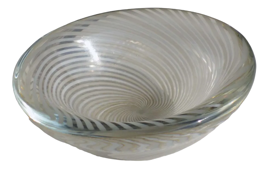 Italian Mezza Filigrana Murano Glass Bowl by Carlo Scarpa for Venini ...
