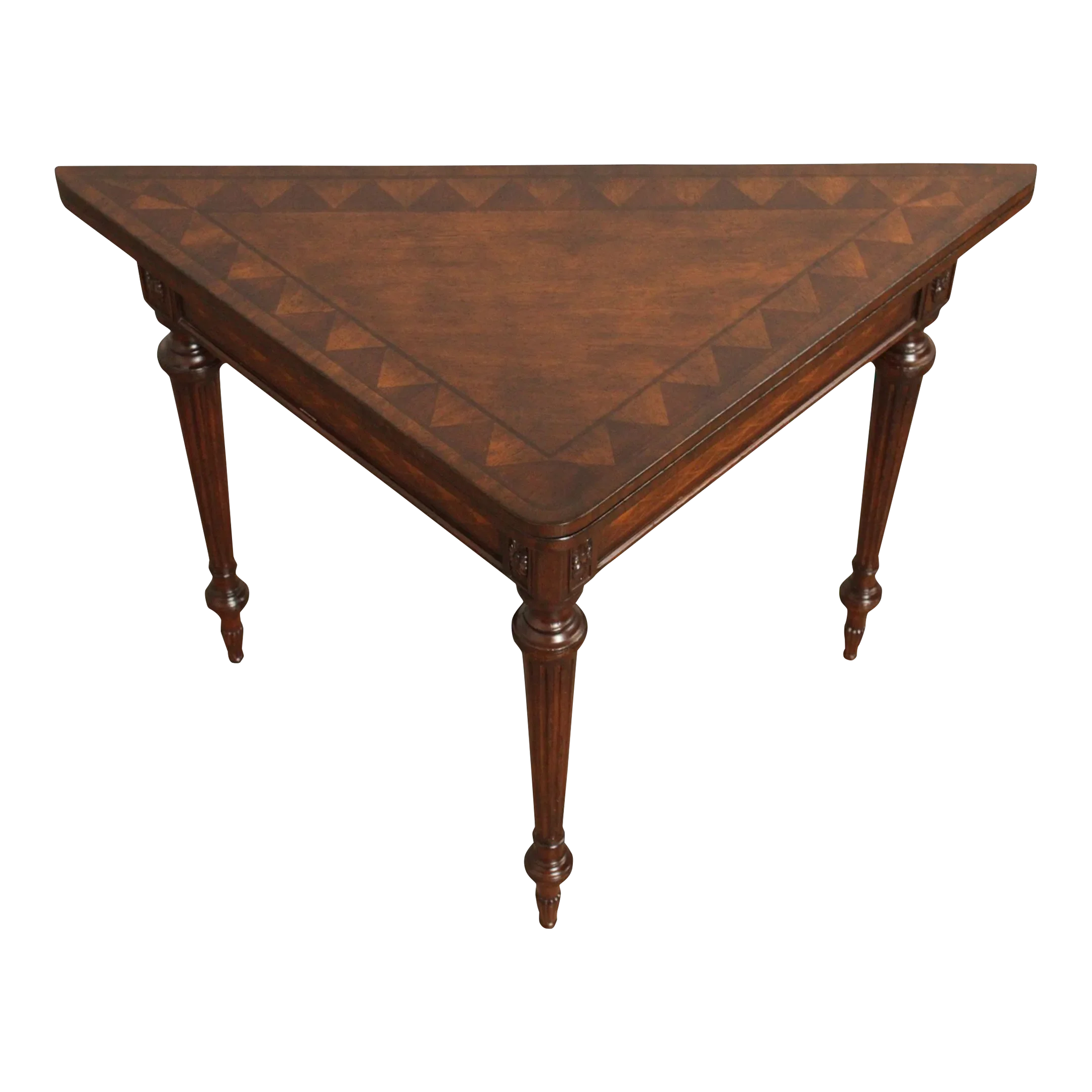 Federal Style Gate Leg Leather Top Mahogany Corner Card Table | Chairish