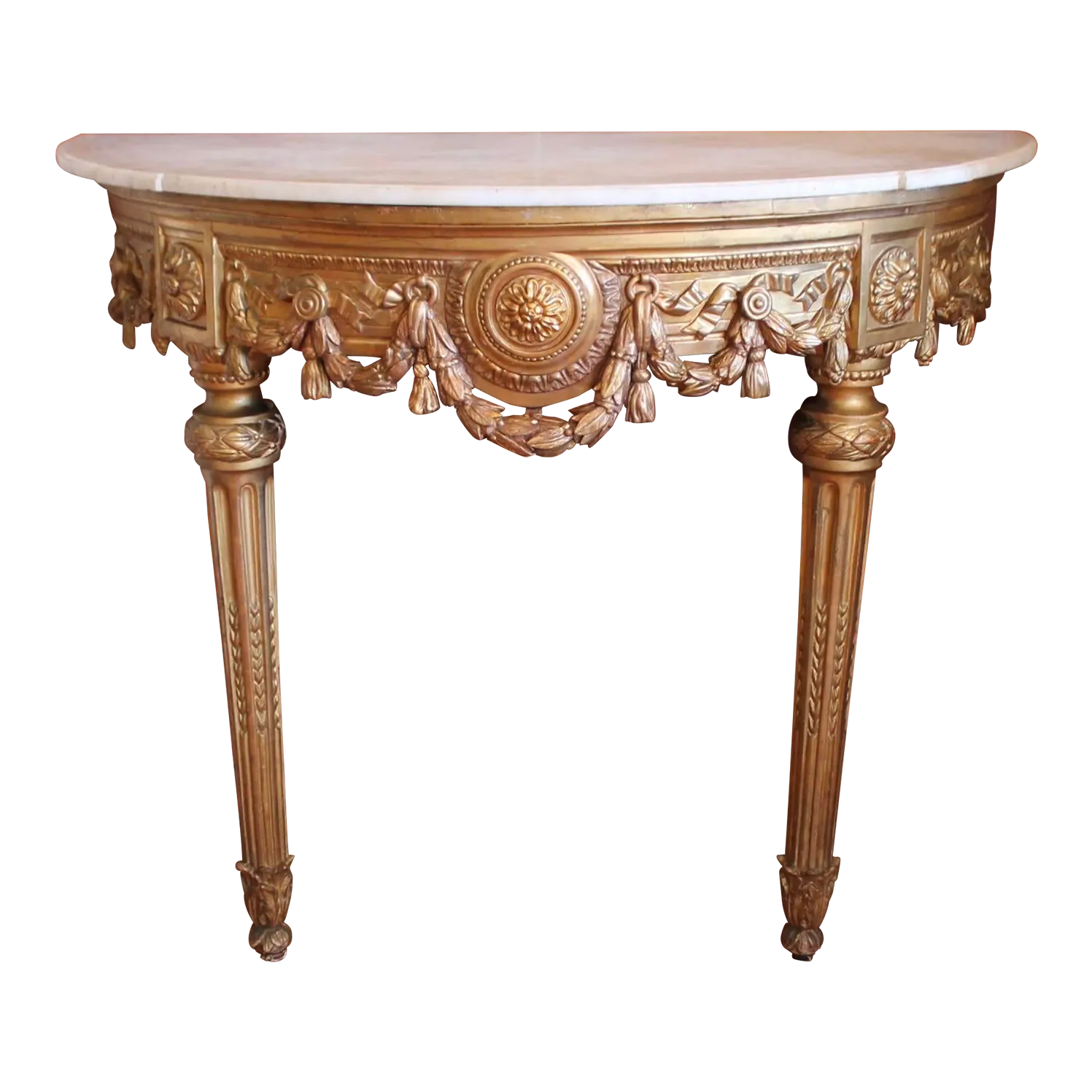 Italian Neoclassical Demilune Giltwood Console Table | Chairish