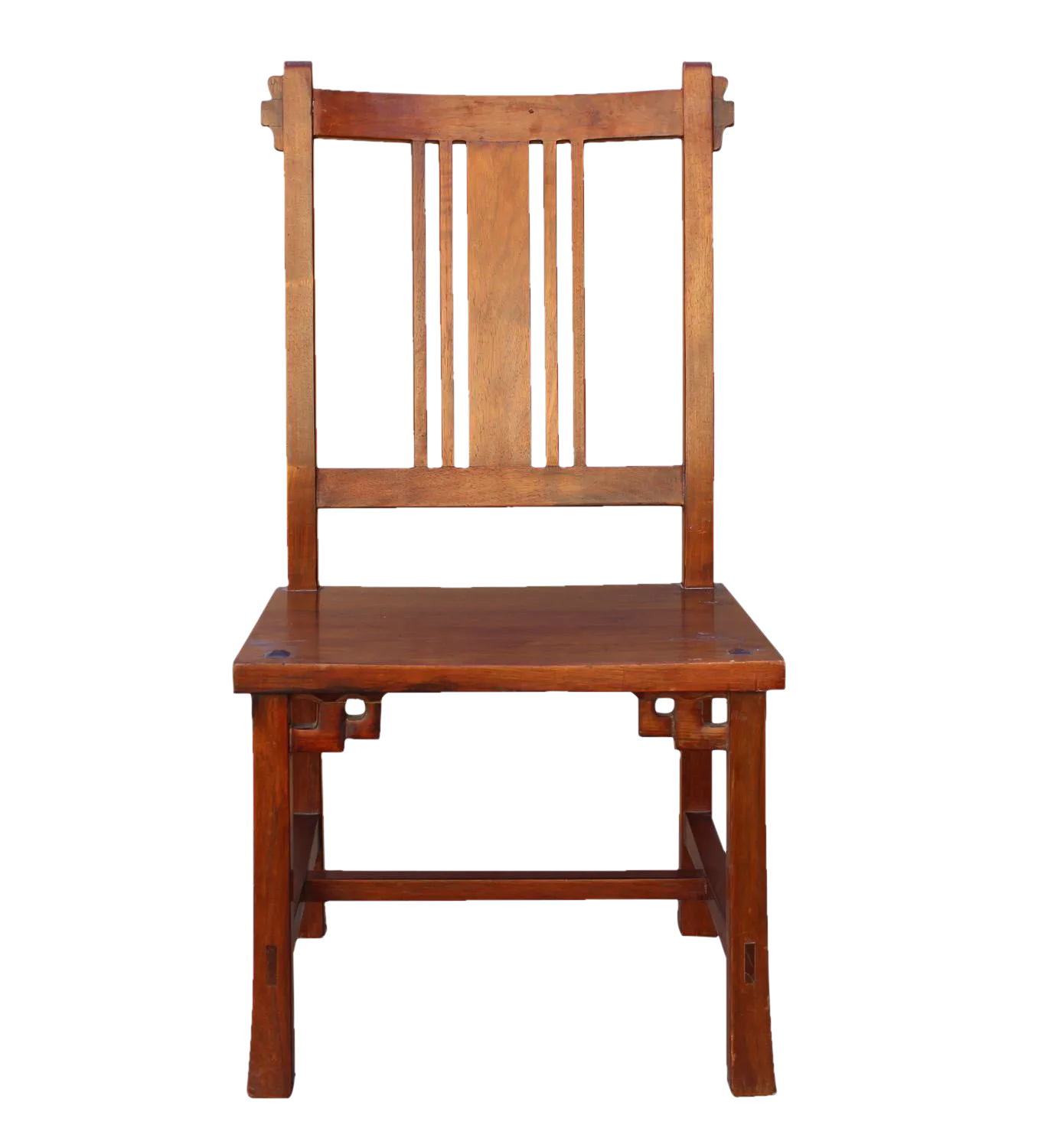 Handmade Brown Color Solid Wood Bar Back Design Chair | Chairish