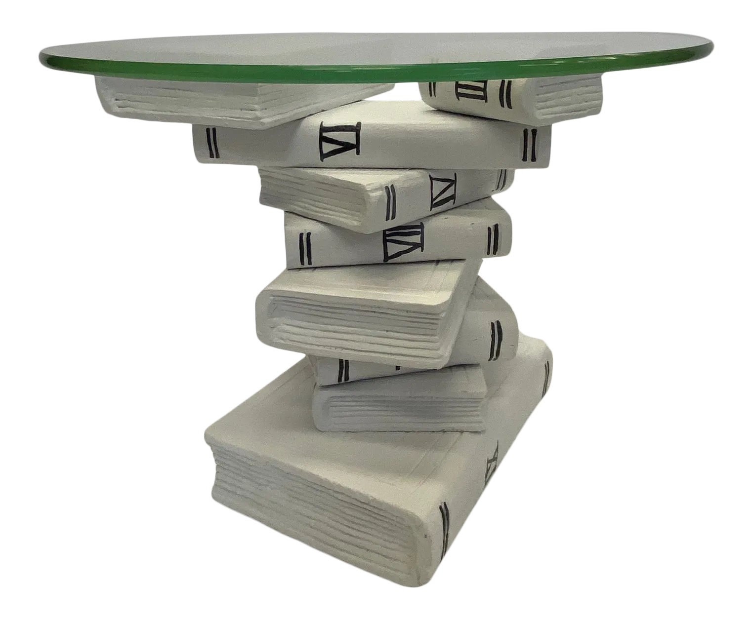 Painted Black and White Stack of Books Side Table | Chairish