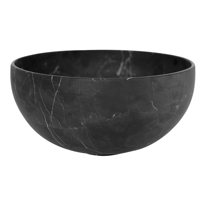 Contemporary Artisanal Large Solid Black Marble Bowl | Chairish