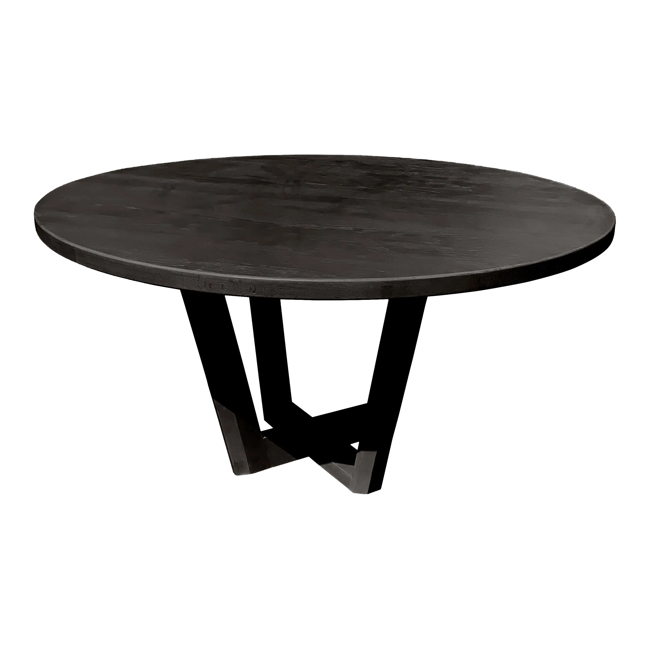 1990s Modern Round Solid Oak Dining Table With Washed Walnut Finish ...