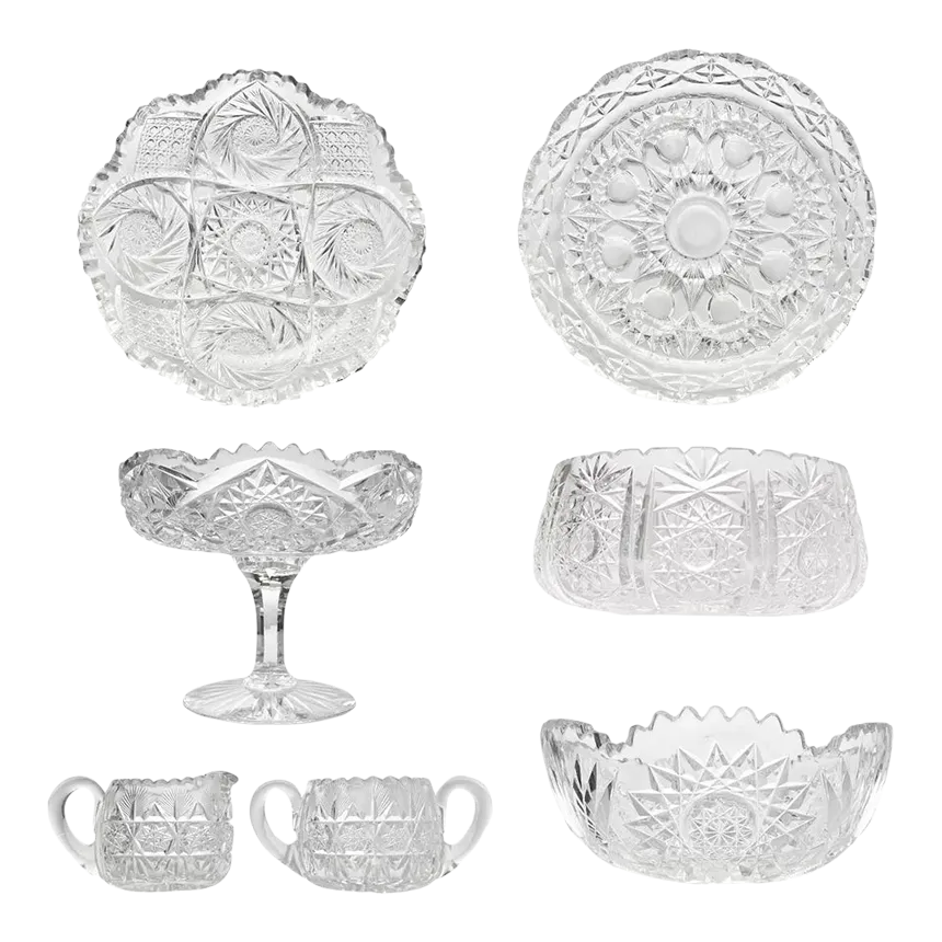 1940s 7-Piece American Brilliant Period Cut Crystal Dinnerware Serving ...