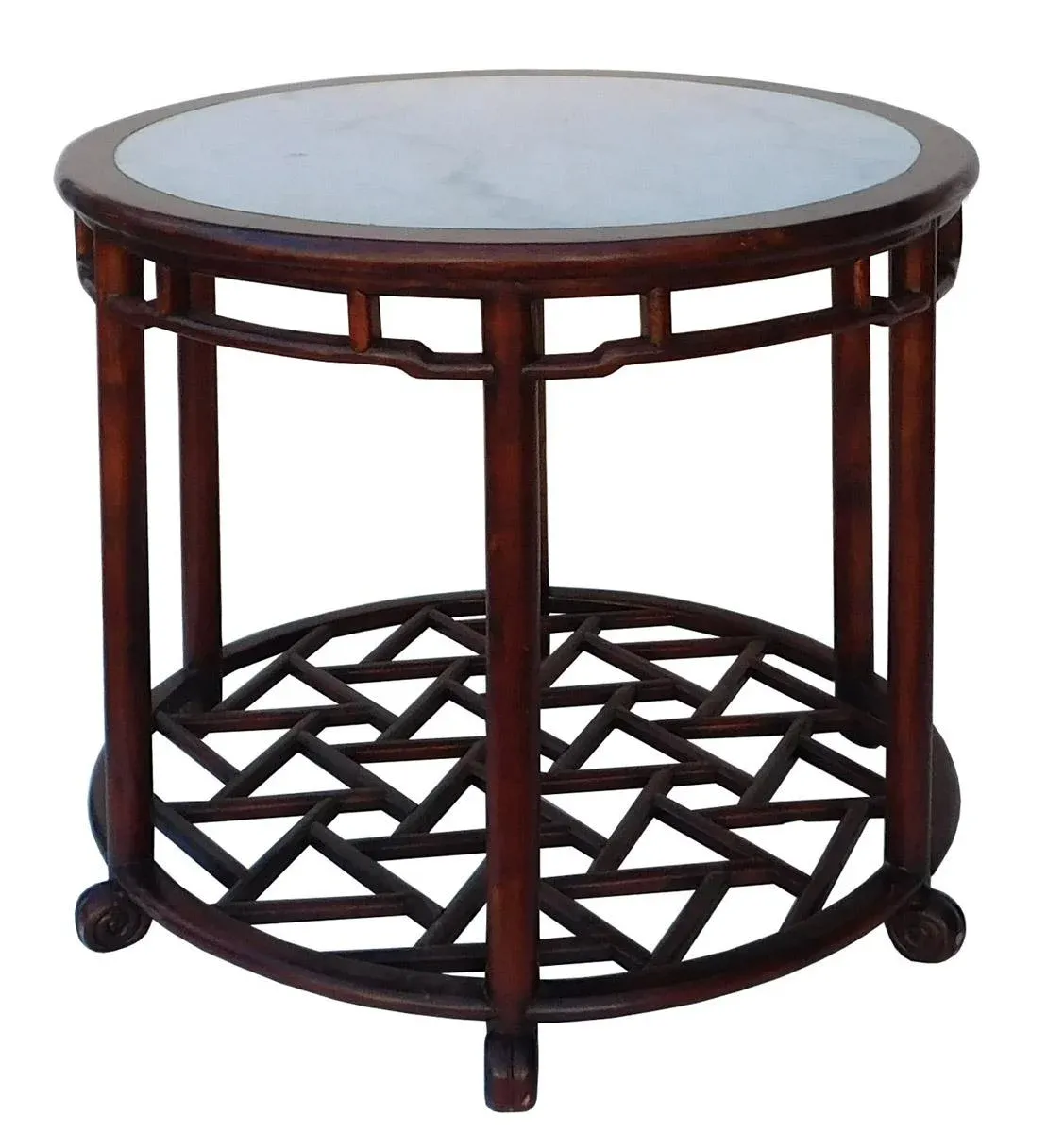 Chinese Style Round Marble Top Pedestal Table | Chairish