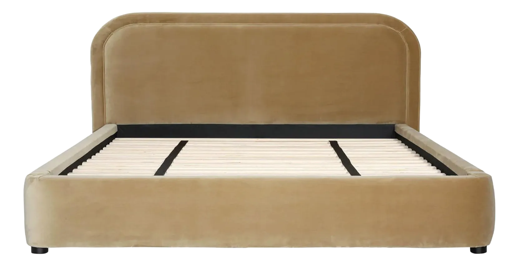 Renfrow Velvet Rounded King Bed Frame | Chairish