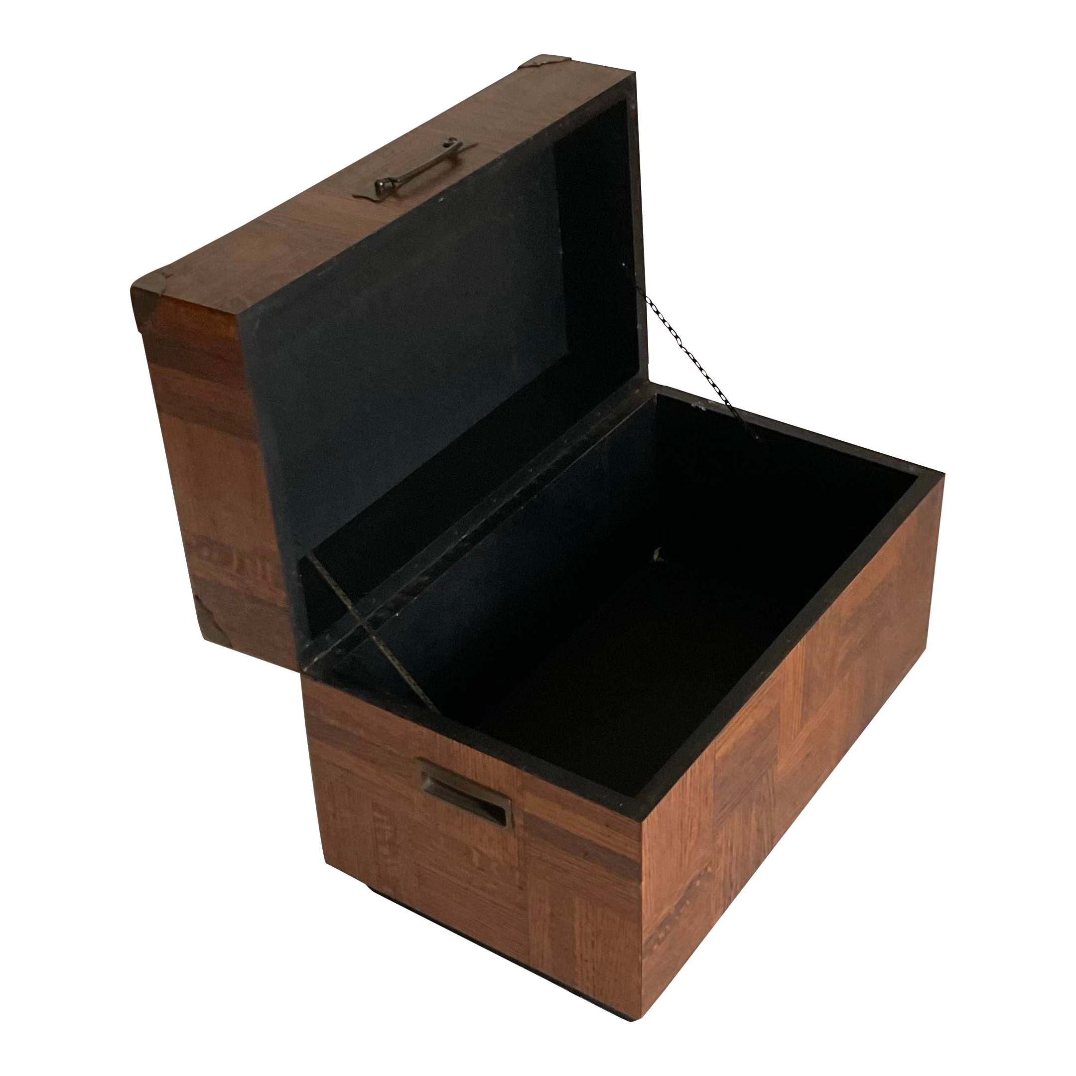 1970s Campaign Style Wooden Storage Chest Oak Parquet, Mid Century ...