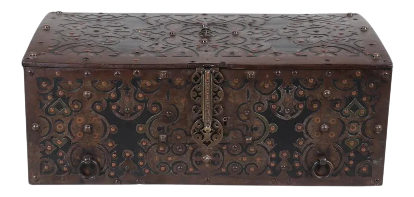 19th Century Spanish Style Wood Structure Box Covered With Metal ...