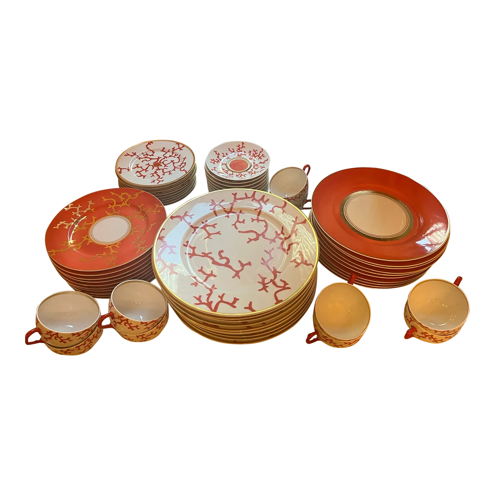 1990s Raynaud Cristobal Coral Dinnerware Set- 50 Pieces | Chairish