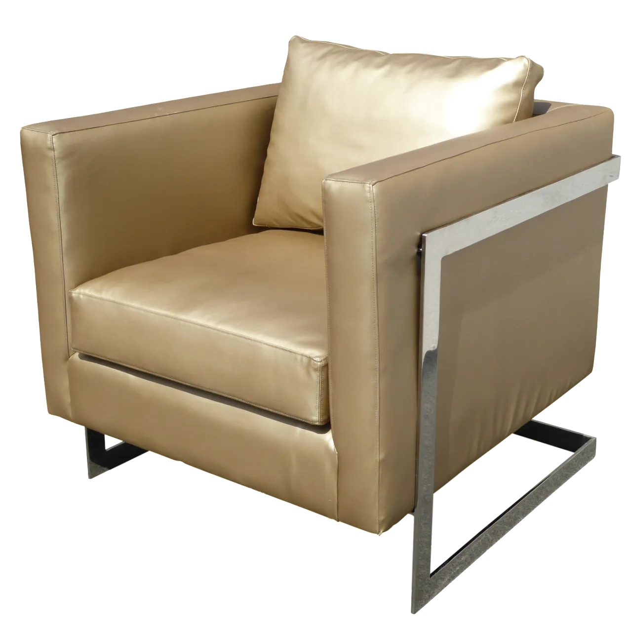 Mid Century Gold Chrome Club Chair Contemporary Modern Style | Chairish