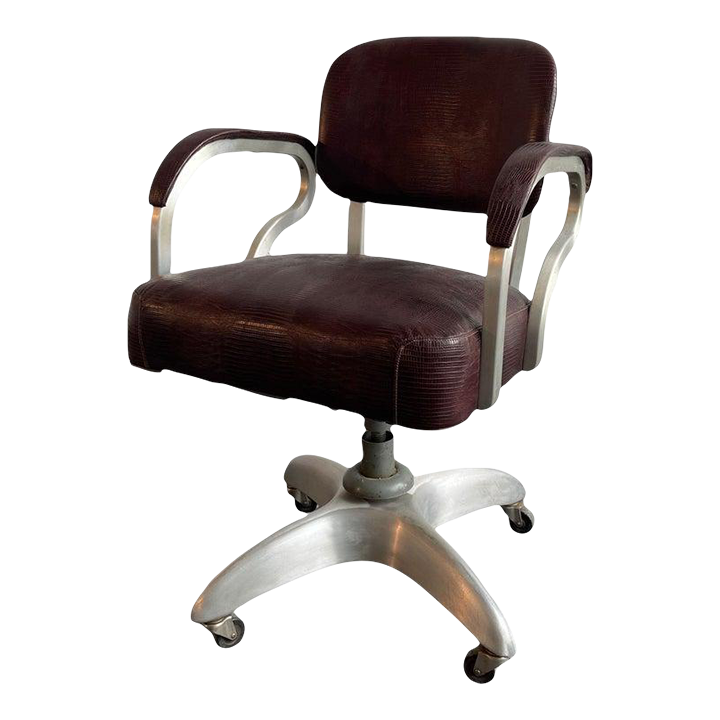 Industrial Mid-Century Aluminum Leather Office Desk Chair by GoodForm ...