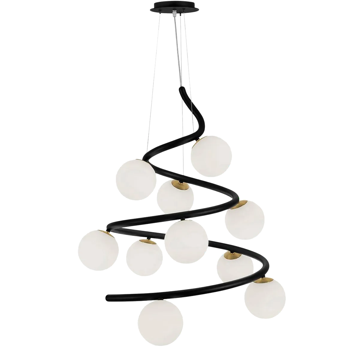 Satin Black With Brushed Brass and Matt Opal Glass Custom Helix Ceiling ...