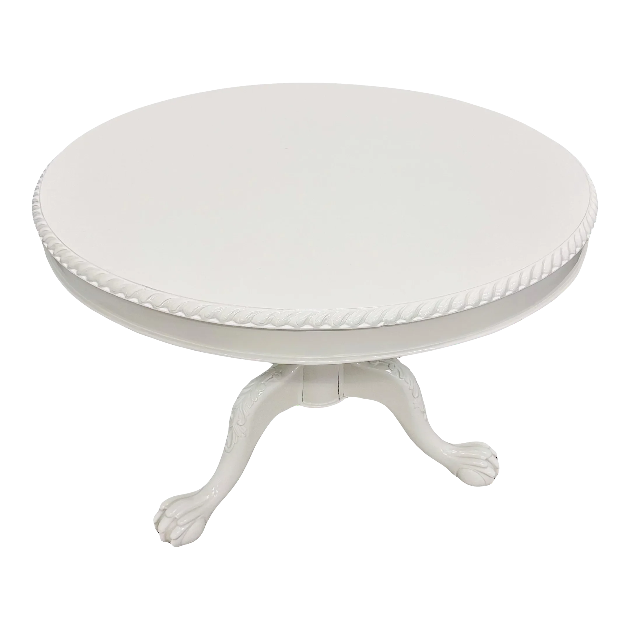 1970s Claw Foot Round Off-White Lacquered Dining / Entry Table | Chairish