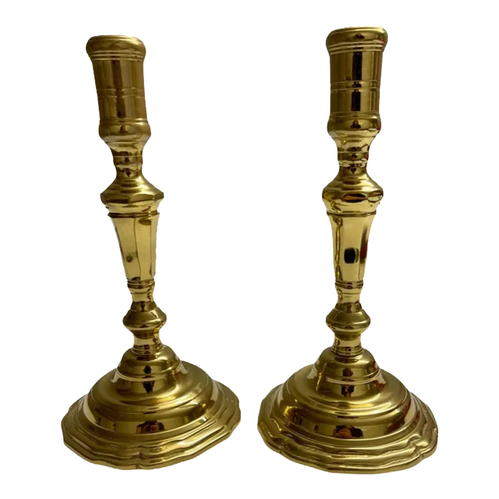 Mid 20th Century Solid Brass Candlesticks by Virginia Metalcrafters ...