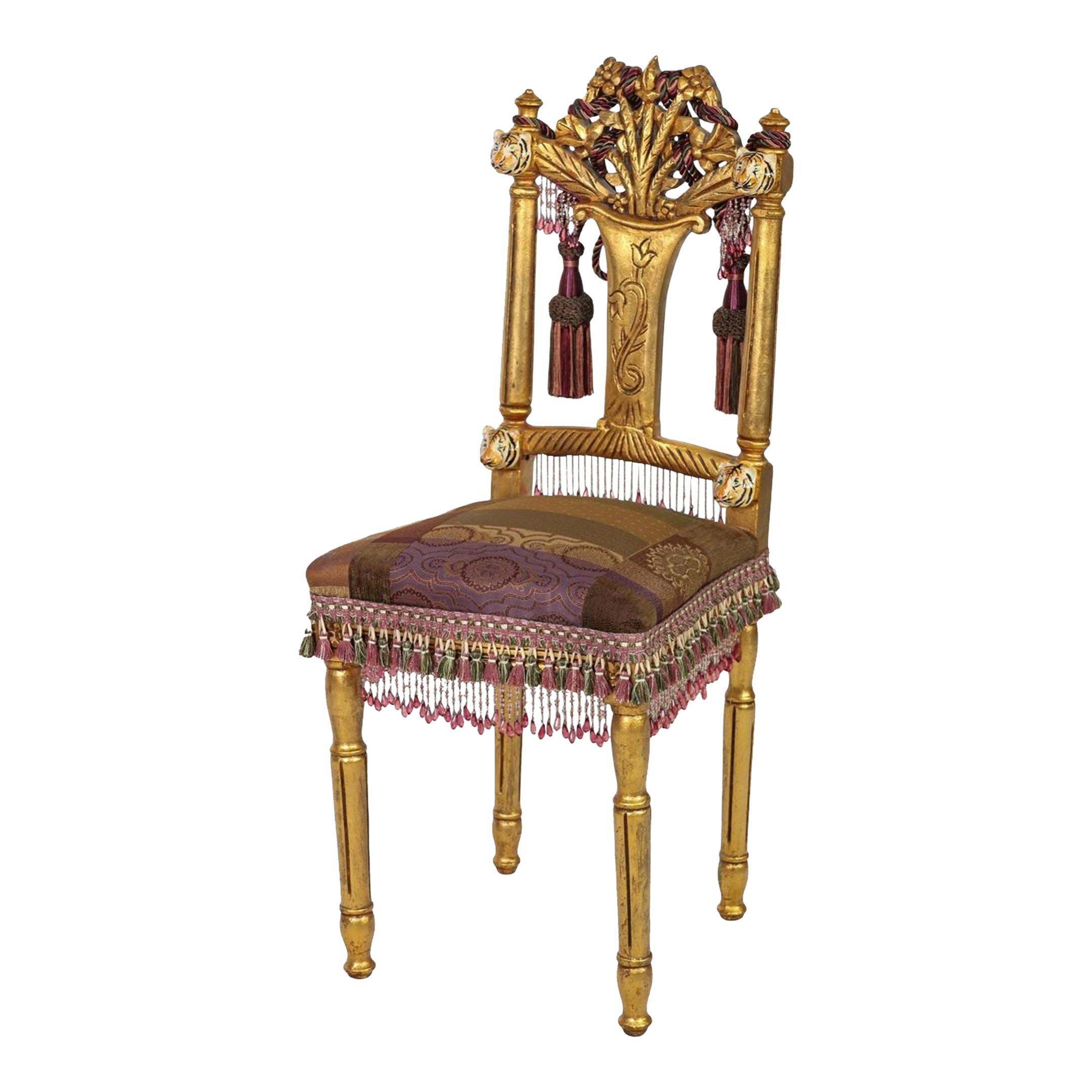 1980s MacKenzie-Childs Style Tigers Side Accent Chair | Chairish