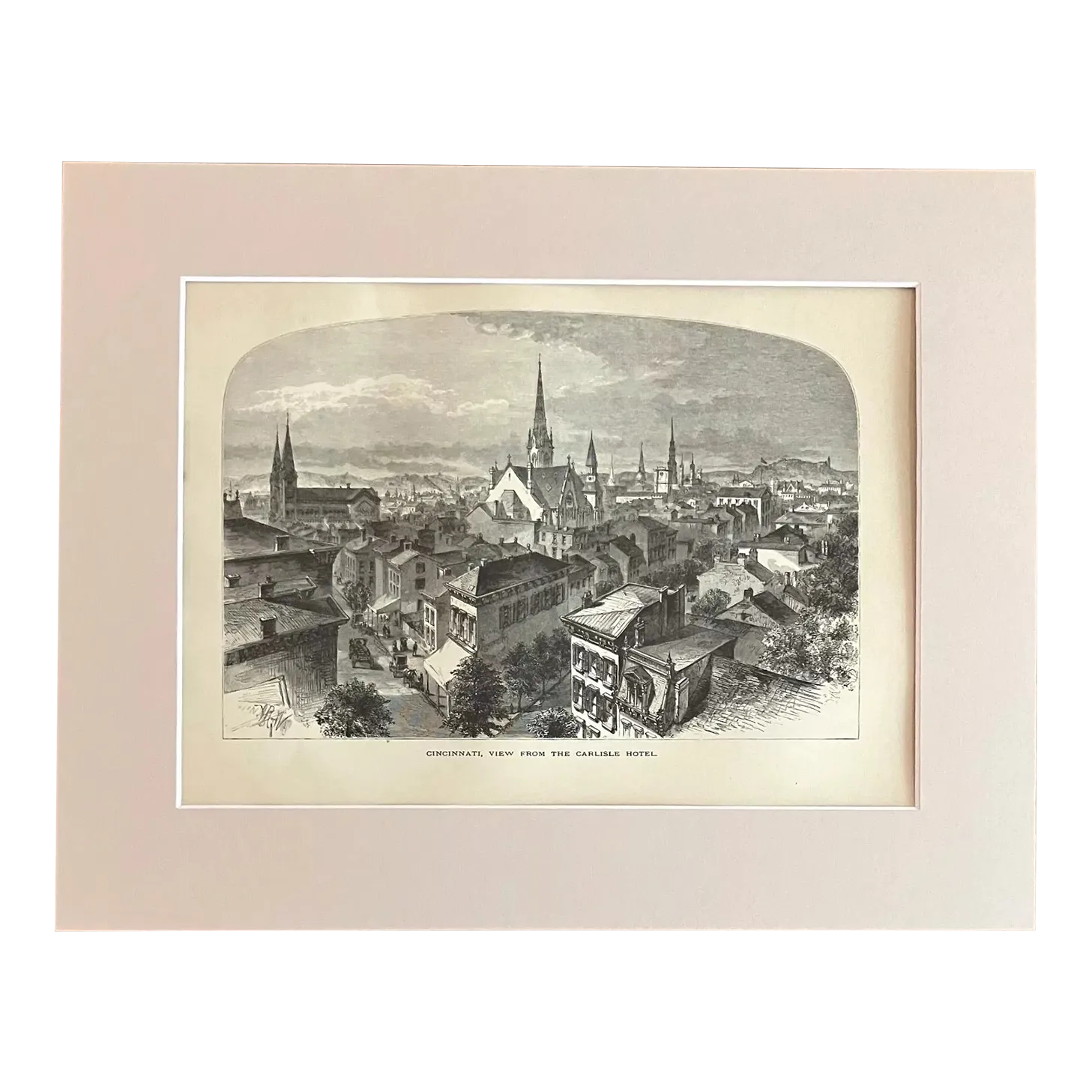 Antique 1874 Wood Engraving "Cincinnati, View from the Carlisle.." in ...