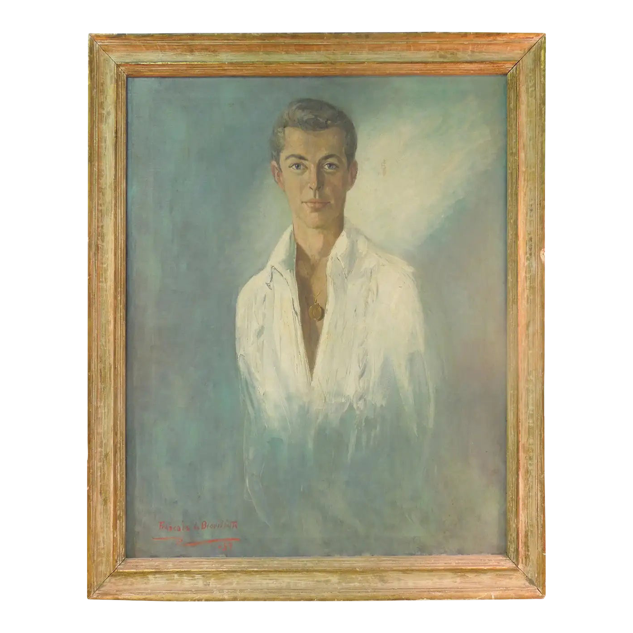 Vintage Painting of Handsome Male Actor Portrait by Listed Artist ...