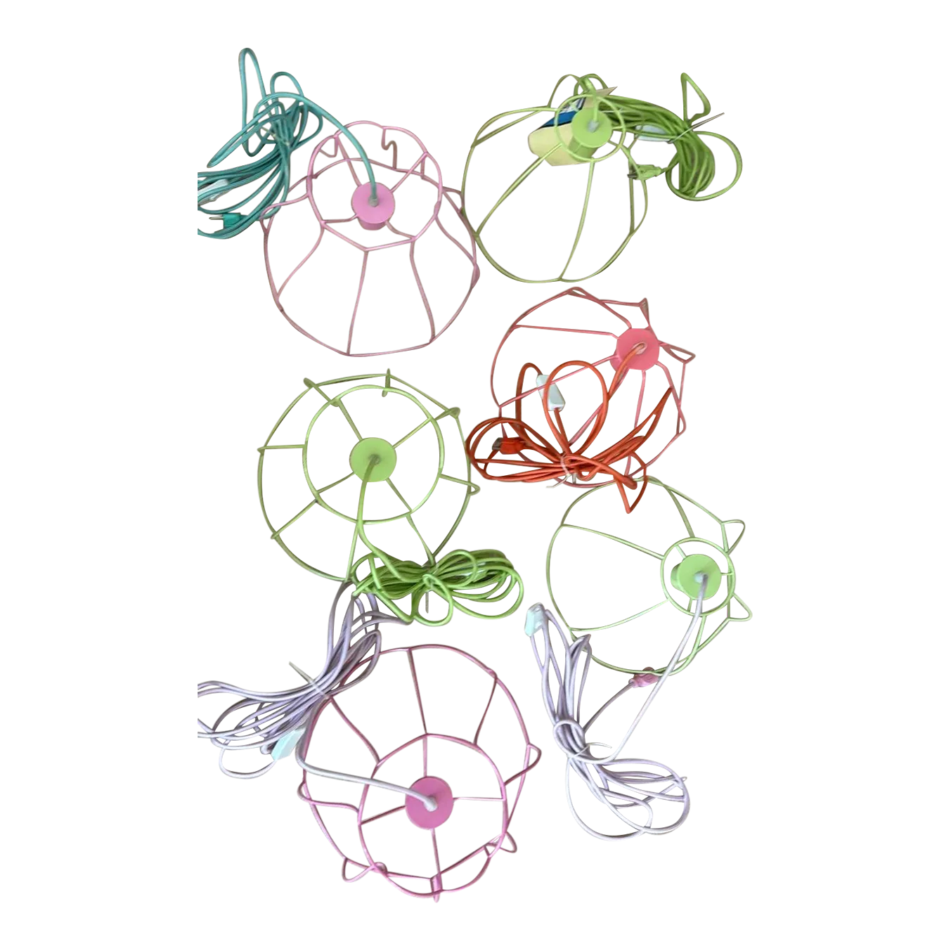 Set of 6 Plug in Multi Color Pendants | Chairish