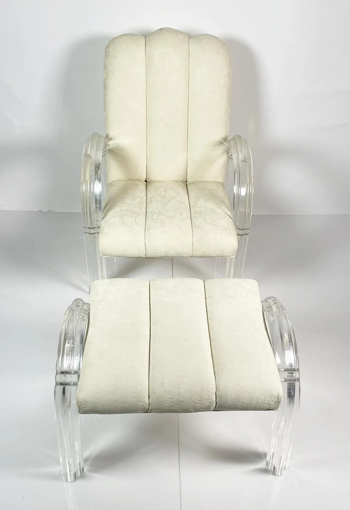 Lucite Lounge Chair Ottoman by Charles Hollis Jones Waterfall Collection