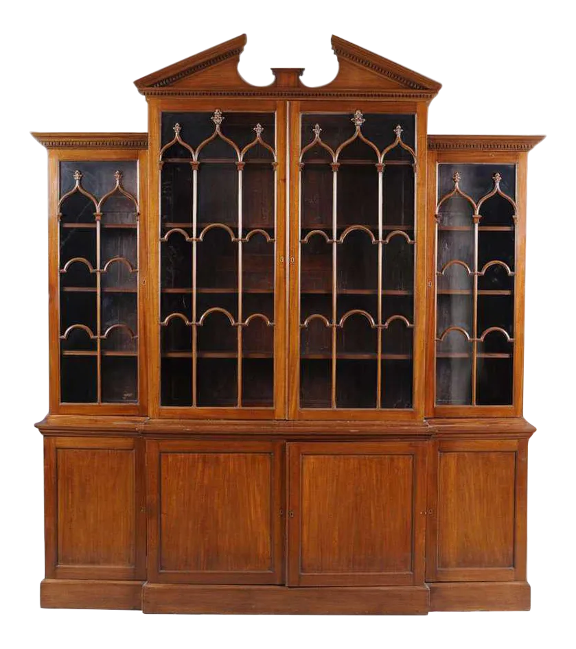 George III Mahogany Breakfront Bookcase | Chairish