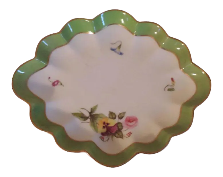 18th Century Derby Porcelain Apple Green with Puce Marks Scalloped ...