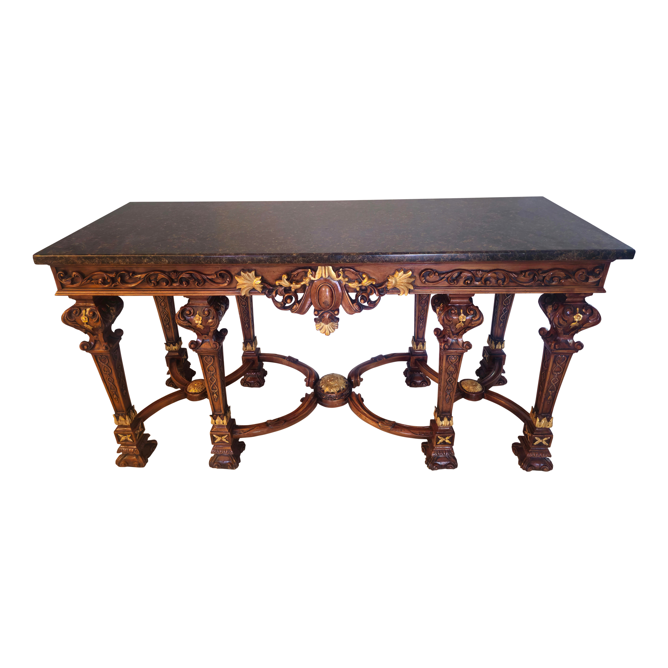 Hand-Carved Gilded Italian Style Table by Francesco Molon Italy | Chairish
