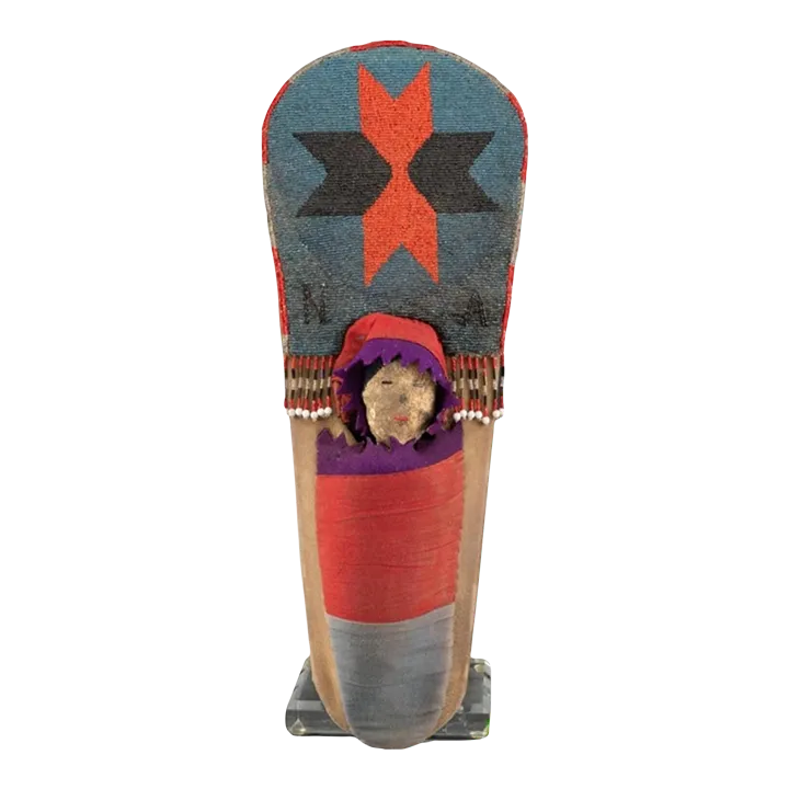 Antique Plateau Native American Model Cradleboard With Doll | Chairish
