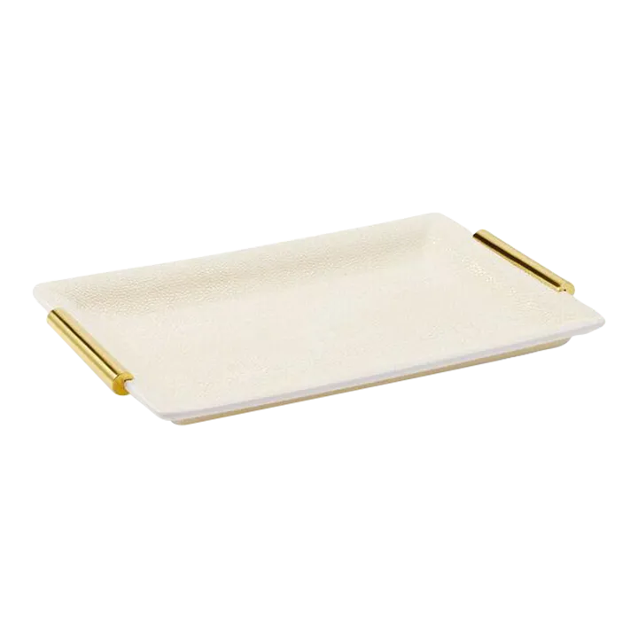 AERIN Faux Shagreen Small Vanity Tray, Cream | Chairish