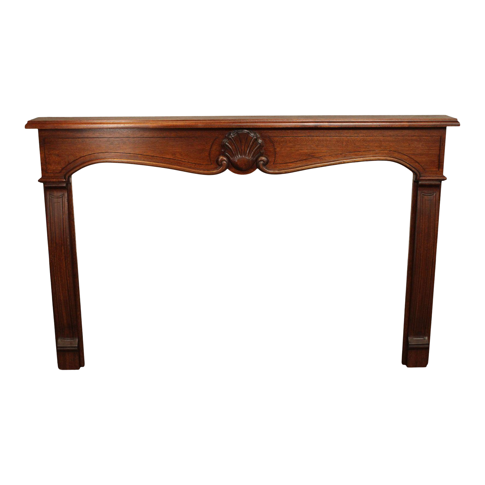 Custom Quality Mahogany Shell-Carved Fireplace Mantel | Chairish