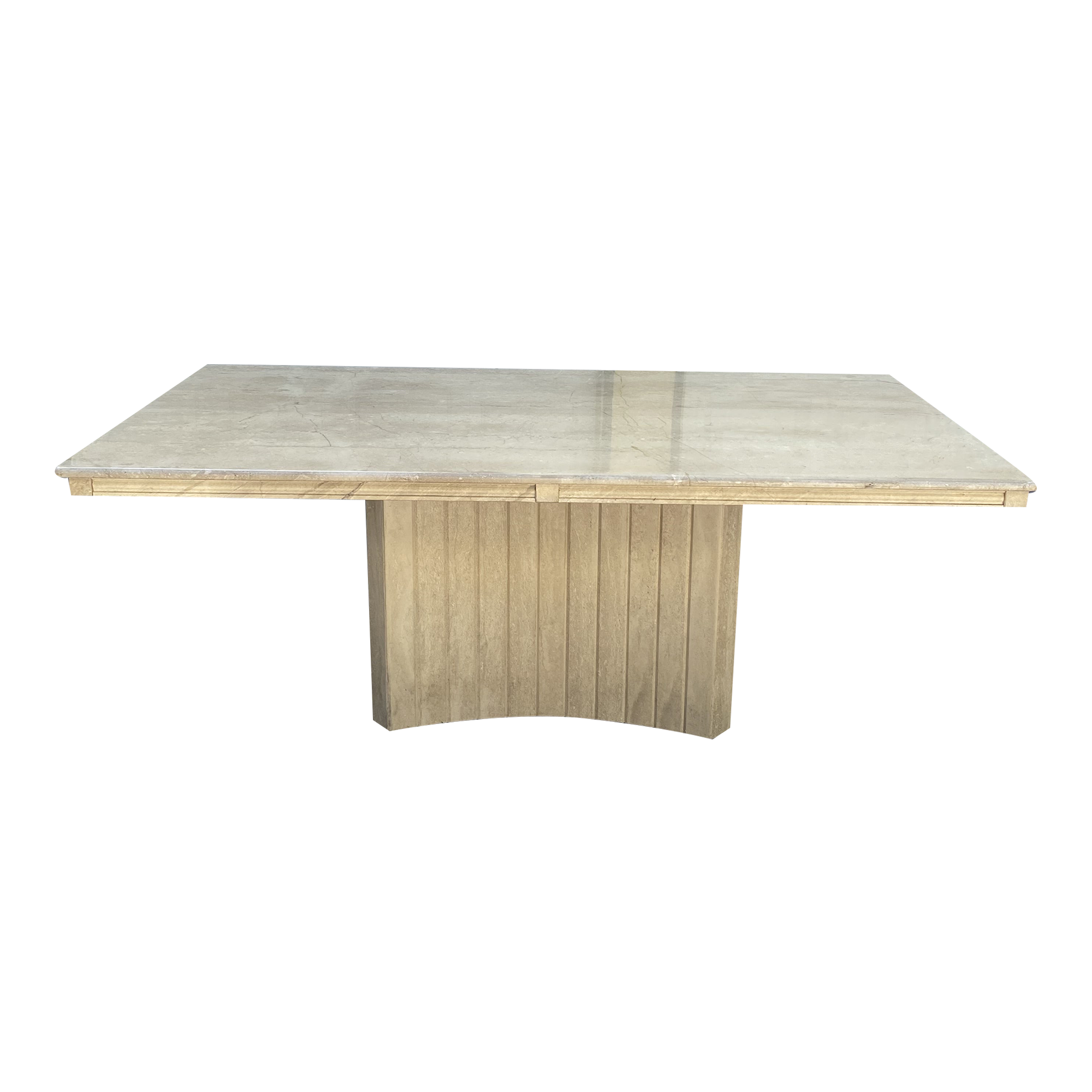 1970s Postmodern Travertine Plinth Dining Table With Faceted Base ...