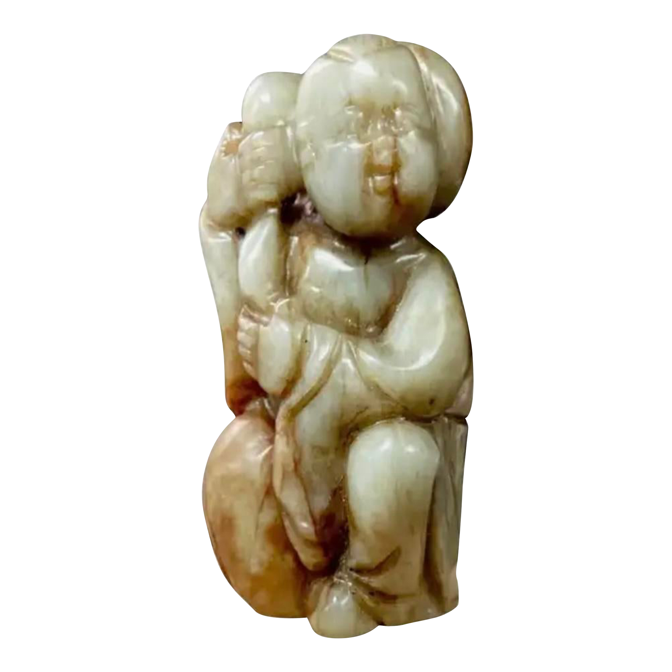Chinese Carved Hetian Jade Figure of Boy | Chairish