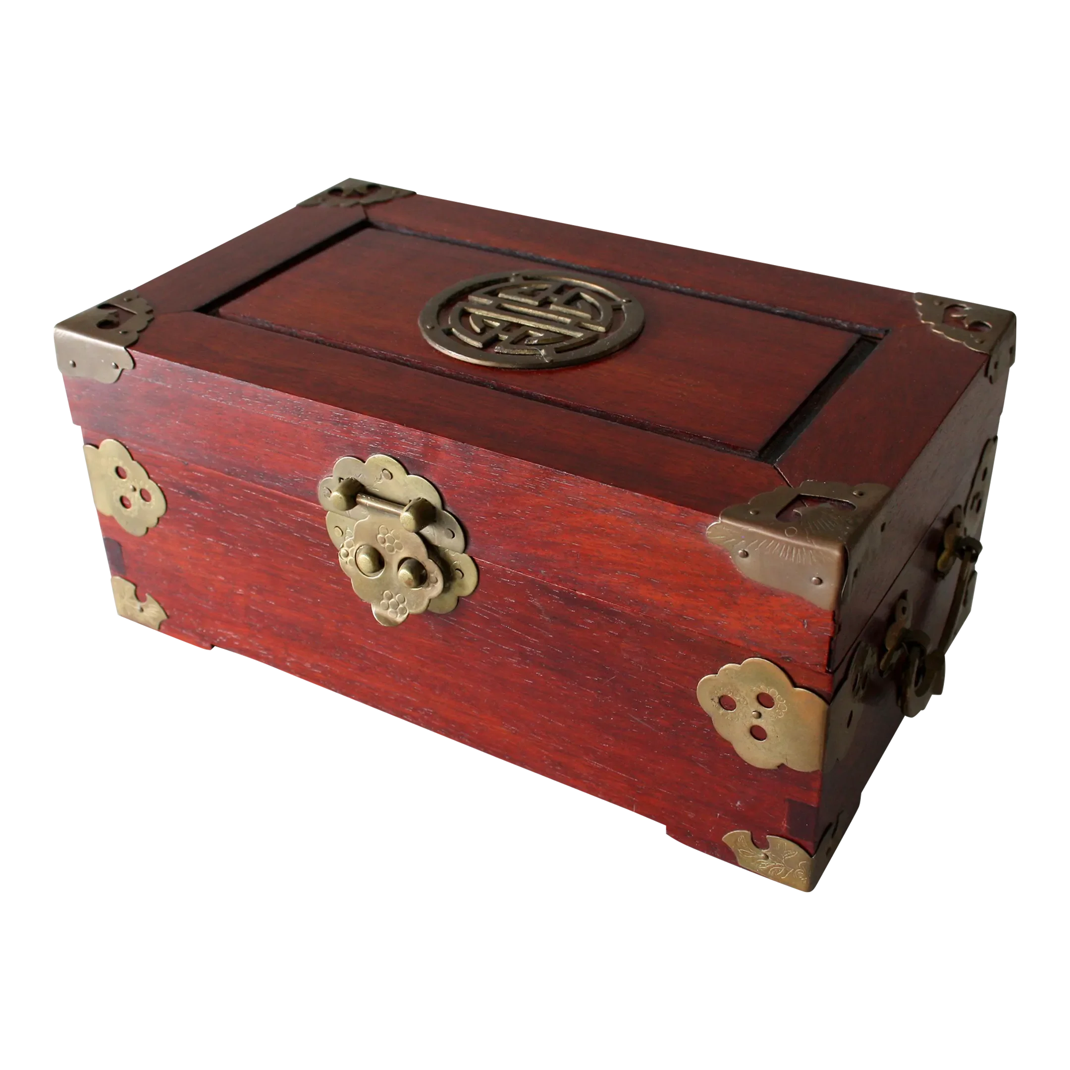 Mid 20th Century Rosewood and Brass Chinese Campaign Box | Chairish