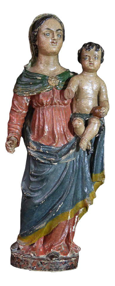Sculpture of Virgin and Child, 1700s, Oak | Chairish