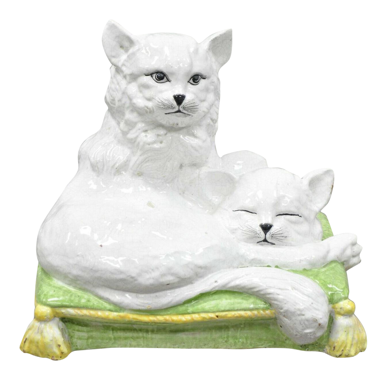 Vintage Italian Hollywood Regency Two Cats on a Pillow Glazed ...