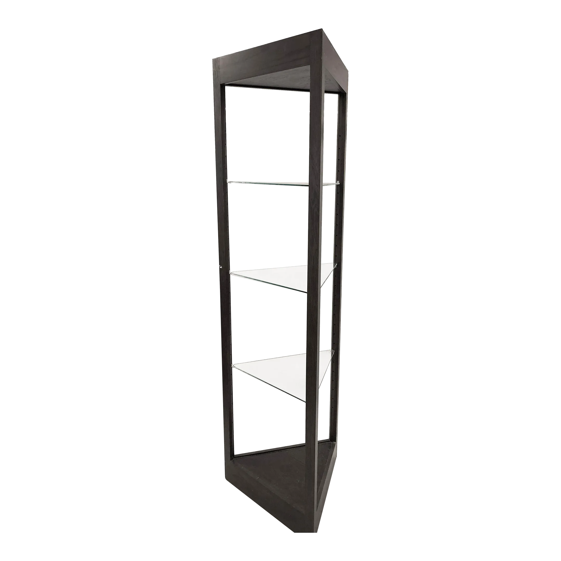 Sleek Modern 78" Triangular Display Case in Walnut | Chairish