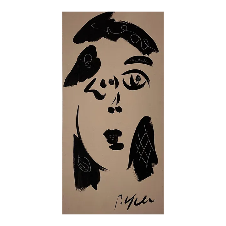 20th Century Abstracted Neutral Portrait Painting by Peter Keil | Chairish