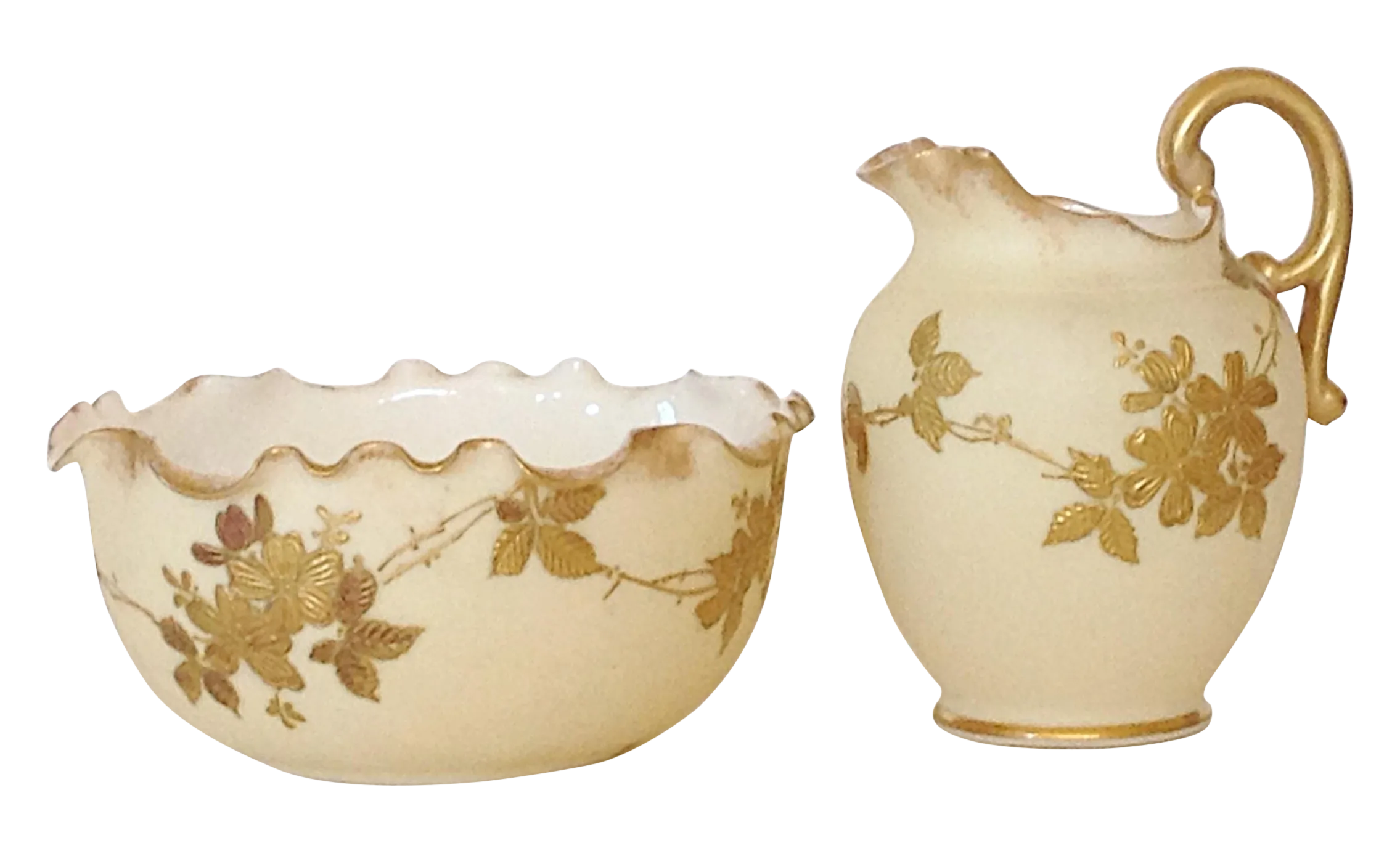 Belleek Willets Creamer and Sugar, 1890 | Chairish