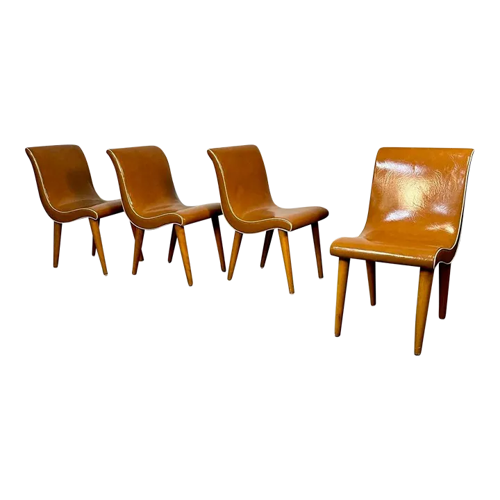 Four American Mid-Century Modern Curvy Dining / Side Chairs by Russel ...