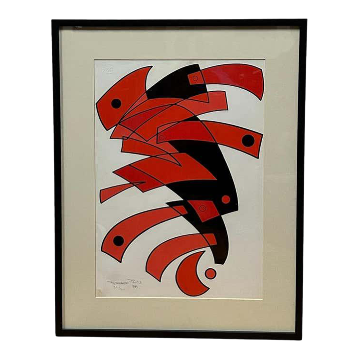 Fernando Palos Red Abstract | Chairish
